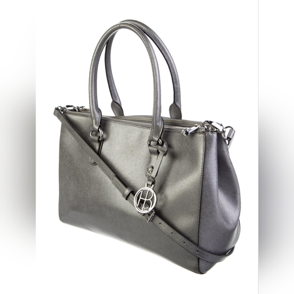 henri bendel | Bags | Henri Bendel Silver Double Zip Satchel Crossbody ...